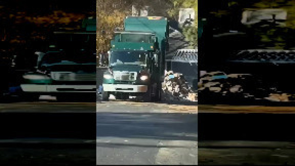 Garbage Truck Drops Trash In Driveway - Buzz Videos